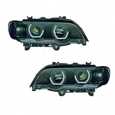 BMW X5 E53 Angel Eyes 3D LED 99-03 Black Headlights - YakaEquiper.com