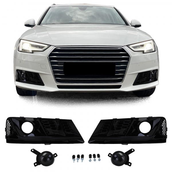 Grilles antibrouillard / ACC Audi A4 B9 15-19 - Noir brillant - look RS ...